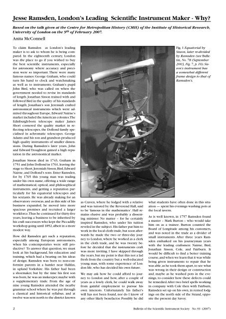 Jesse Ramsden, London's Leading Scientific Instrument Maker - Why?