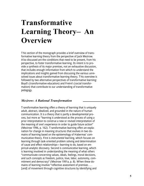02 Transformative Learning Theory An Overview Calpro