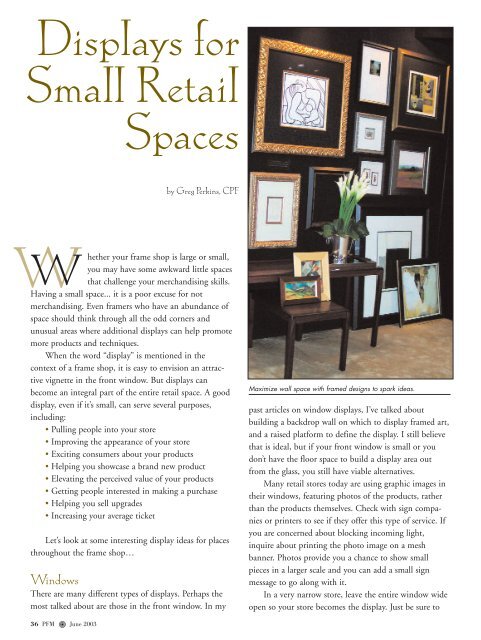 Displays for Small Retail Spaces - Picture Framing Magazine