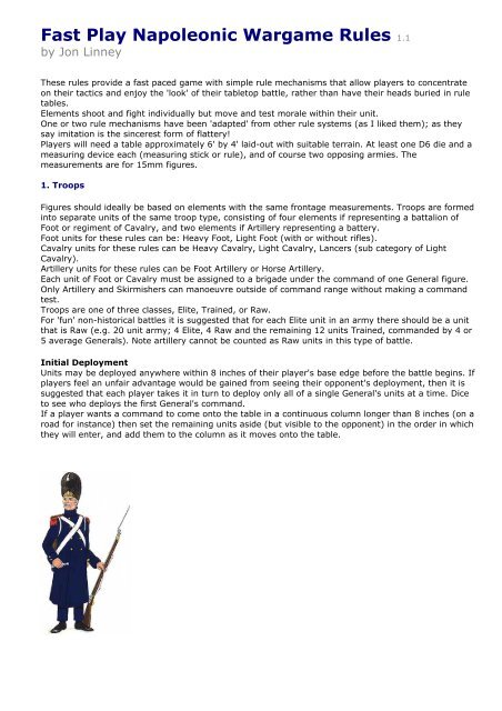 Fast Play Napoleonic Wargame Rules 1.1
