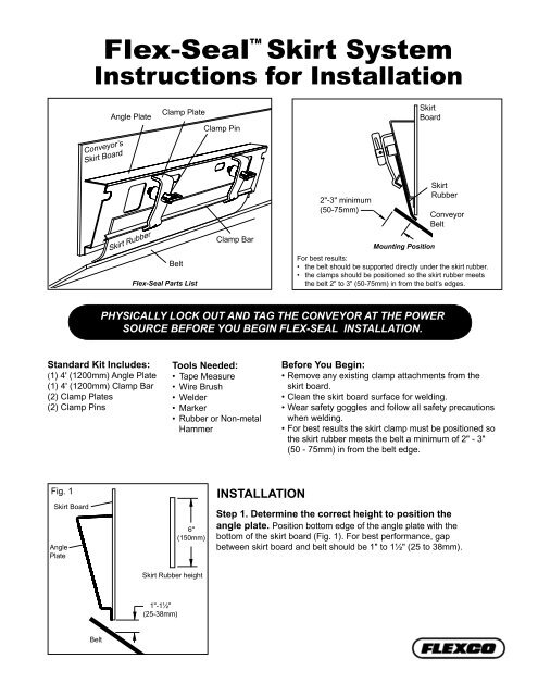 Flex-Seal™ Skirt System Instructions for Installation - Flexco
