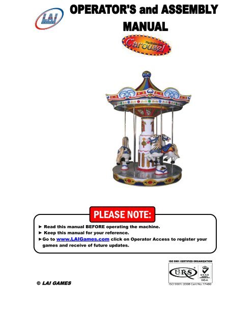 Carousel Assembly & Operator Manual ISO R5 (PDF - LAI Games