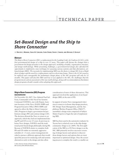 Set-Based Design and the Ship to Shore Connector ... - ASNE