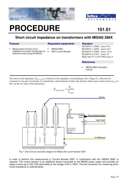 PROCEDURE 101.01 Short circuit impedance on ... - Haefely Test AG