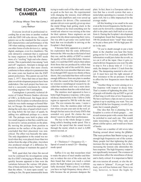 The Ecoplate Chamber - Plate Reverb