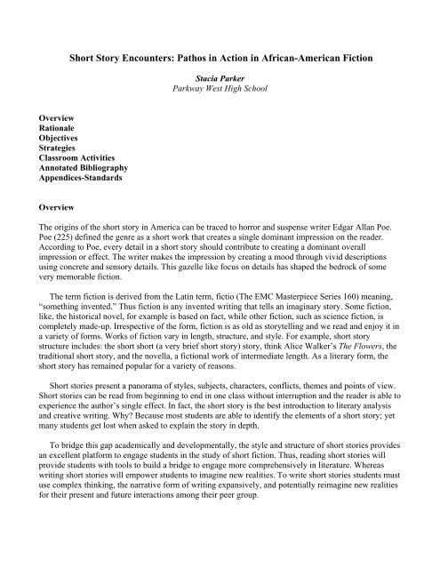 Short Story Encounters: Pathos in Action in African-American Fiction