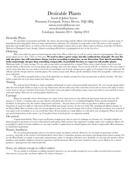 Catalogue and Order Form in Adobe PDF Format - Desirable Plants