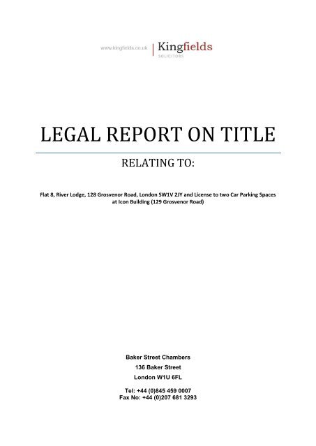 Report on Title for Flat 8 River Lodge