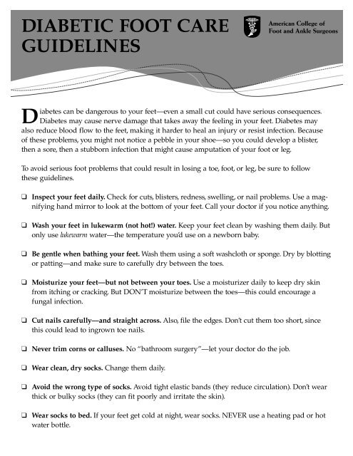 diabetic foot care guidelines - Heartland Foot and Ankle Associates