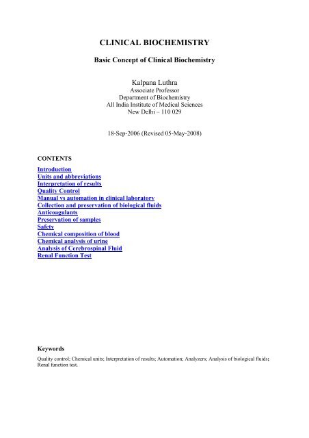 CLINICAL BIOCHEMISTRY