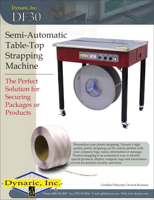 DF30 Semi-Automatic Strapping Machine - Dynaric, Inc.