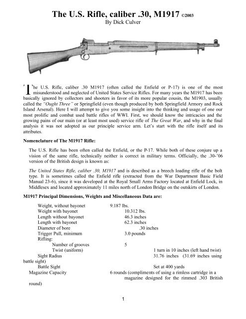 Winchester M1917 Rifle Schematics