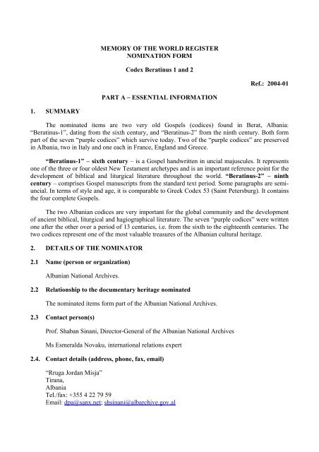 Nomination Form - Unesco