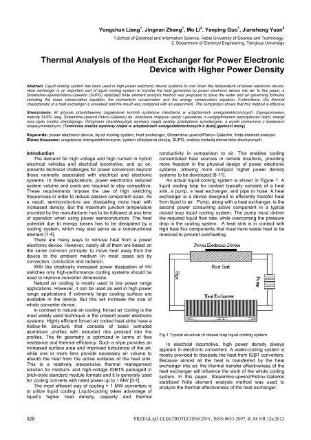 Thermal Analysis of the Heat Exchanger for Power Electronic Device ...