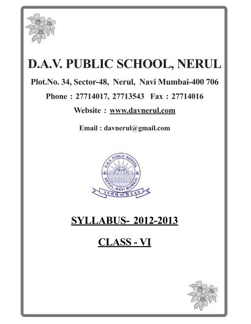 to download VIth Class Syllabus - DAV Public School, Nerul