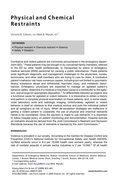 Physical and Chemical Restraints - Living on the EDge