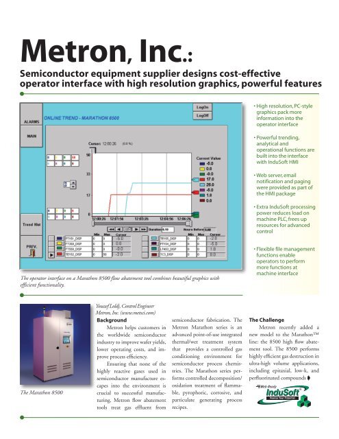 Metron, Inc.: Semiconductor equipment supplier designs ... - InduSoft