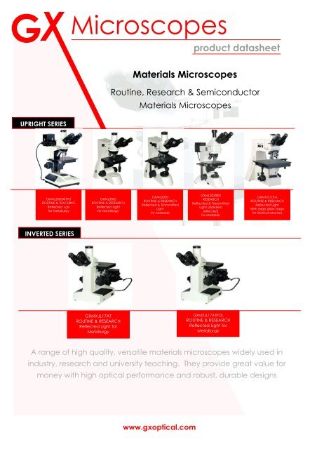 GX Microscopes Upright And Inverted Materials ... - GT Vision