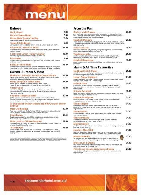 Download Menu - Excelsior Hotel