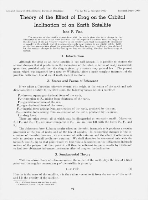 Theory of the effect of drag on the orbital inclination of an earth ...