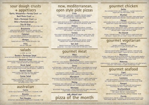 Takeaway Menu - Blue Water Pizza