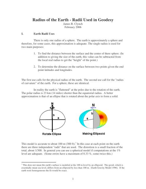 Radius of the Earth - Radii Used in Geodesy