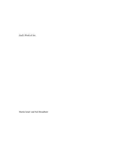 God's Work of Art Martin Israel and Neil Broadbent - Sozein Trust