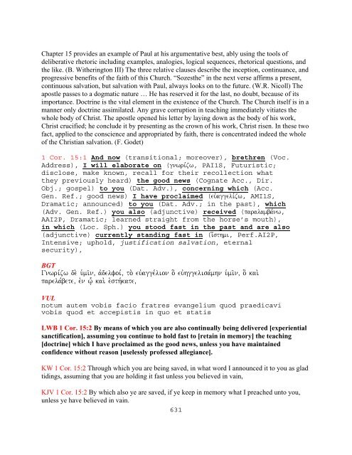 Chapter 15 LWB 1 Cor. 15: