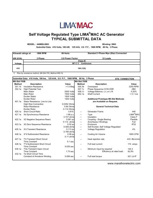 Self Voltage Regulated Type LIMA MAC AC ... - Marathon Electric