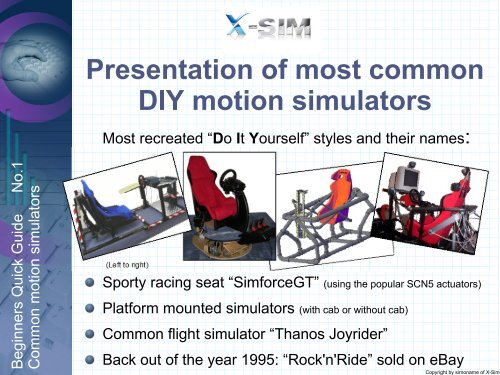 Presentation of most common DIY motion simulators - X-Sim
