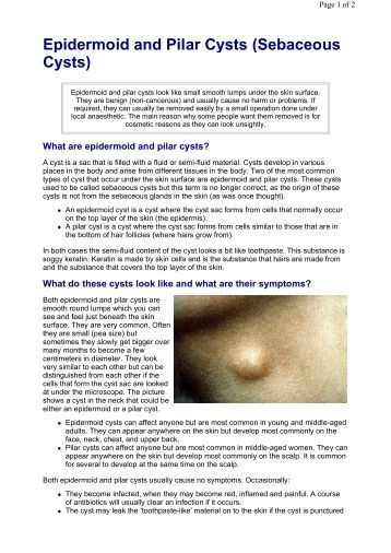 Sebaceous Cyst vs. Epidermal Inclusion Cyst