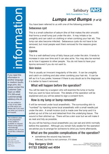 excision of a skin lesion - ICID - Salisbury NHS Foundation Trust