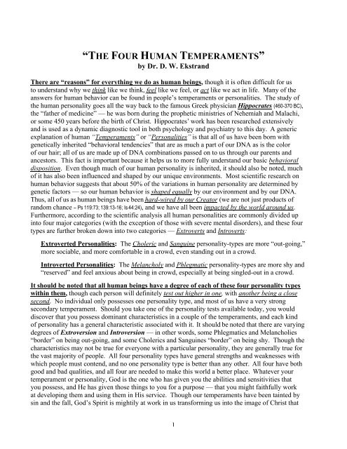 Four Human Temperaments - Amazon Web Services