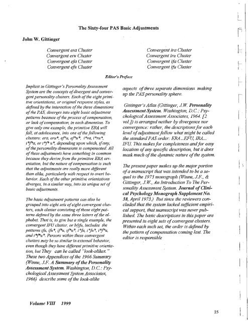 John W. Gittinger - Personality Assessment System Foundation