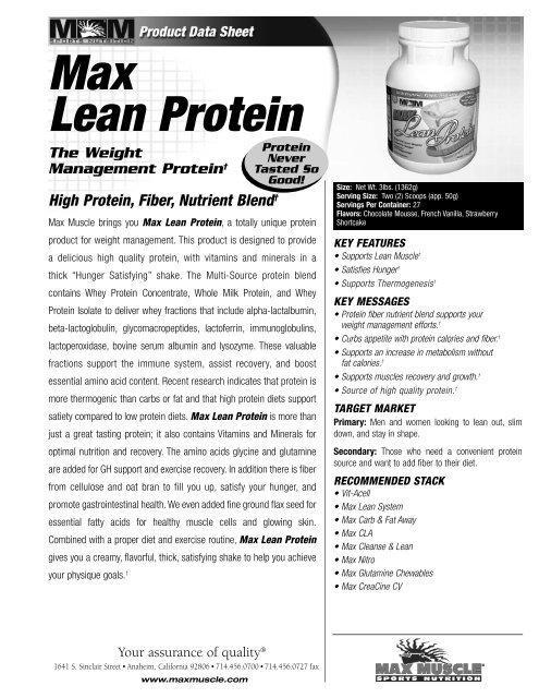 Max Lean Protein PDS - Max Muscle