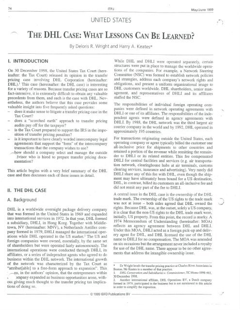 The DHL Case: What Lessons Can Be Learned - Wright Economics