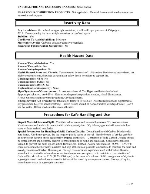 UNUSUAL FIRE AND EXPLOSIO