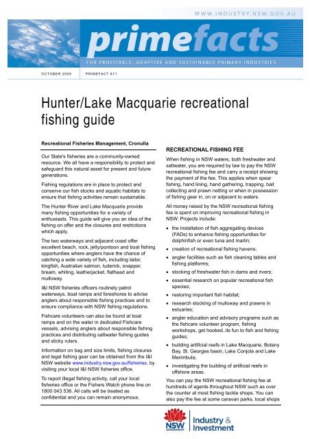Hunter/Lake Macquarie recreational fishing guide - NSW ...