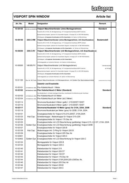 Visiport Artikeluebersicht E