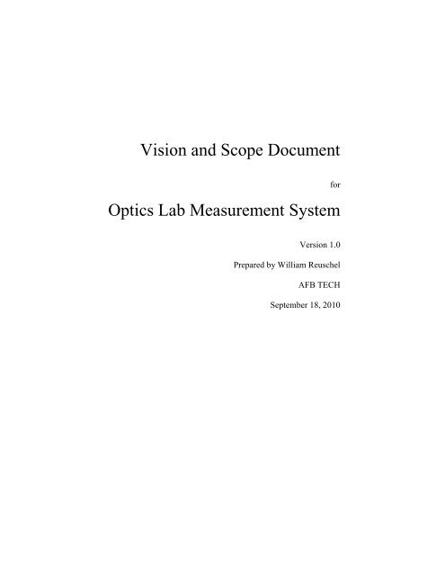 Vision and Scope Document