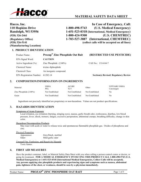 Prozap Zinc Phosphide Oat Bait - Hacco