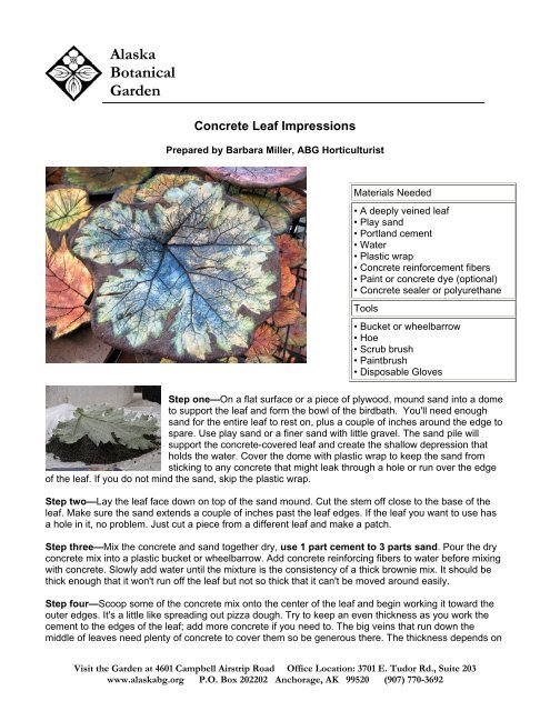 How to Make a Concrete Leaf Impression - Alaska Botanical Garden