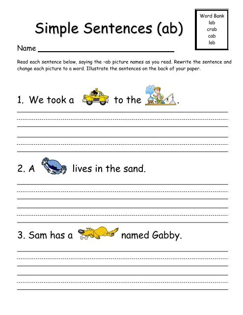 Simple Sentences (ab) - Word Way