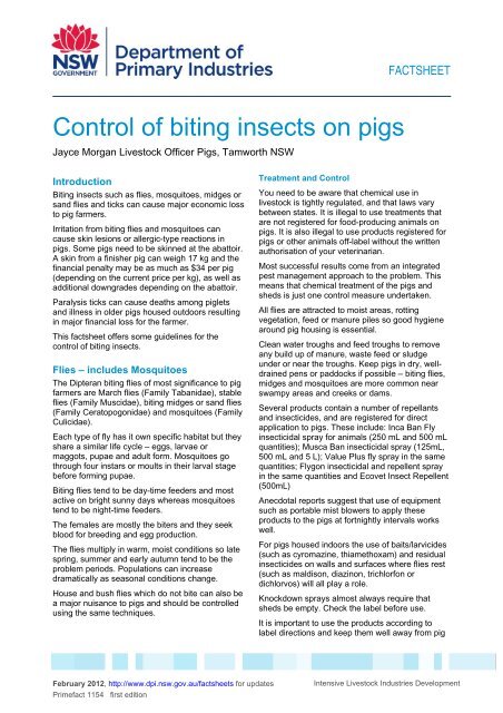 Control of biting insects on pigs - NSW Department of Primary ...