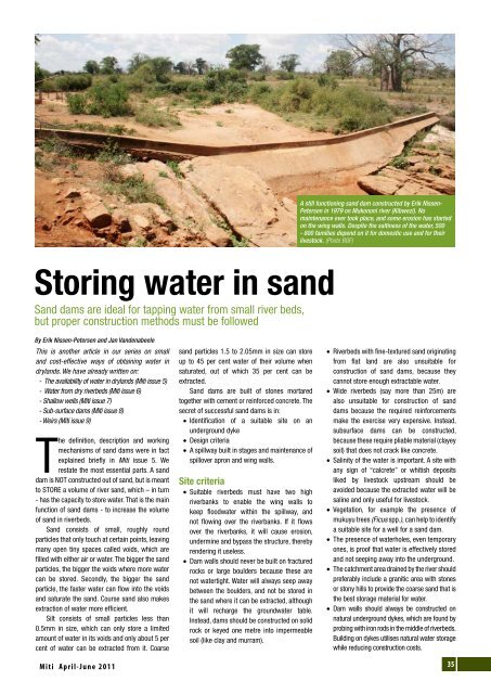 Storing water in sand - Water for Arid Land