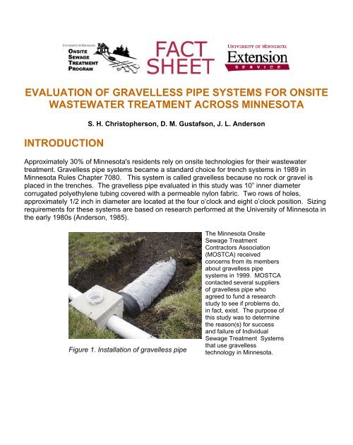 evaluation of gravelless pipe systems for onsite wastewater