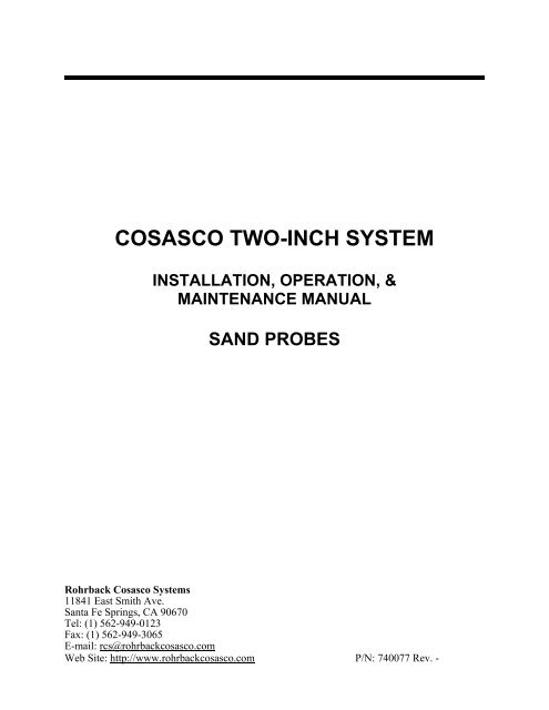 COSASCO TWO-INCH SYSTEM - Rohrback Cosasco Systems