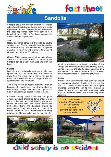 Sandpits - Kidsafe NSW