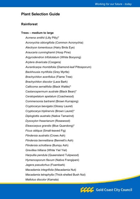 Plant Selection Guide