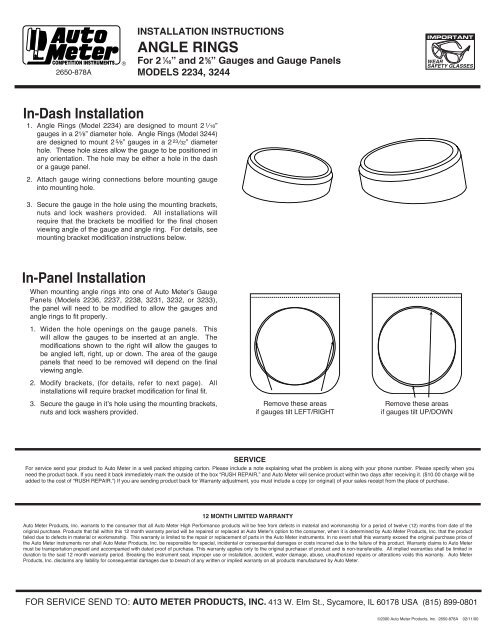 ANGLE RINGS In-Dash Installation In-Panel Installation - Auto Meter